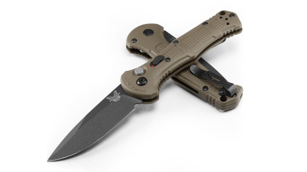 The Benchmade Mini Claymore Out the Side Automatic Folder